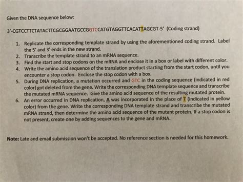 Solved Given The DNA Sequence Below Chegg