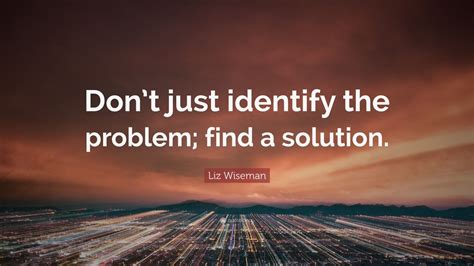 Liz Wiseman Quote “dont Just Identify The Problem Find A Solution”