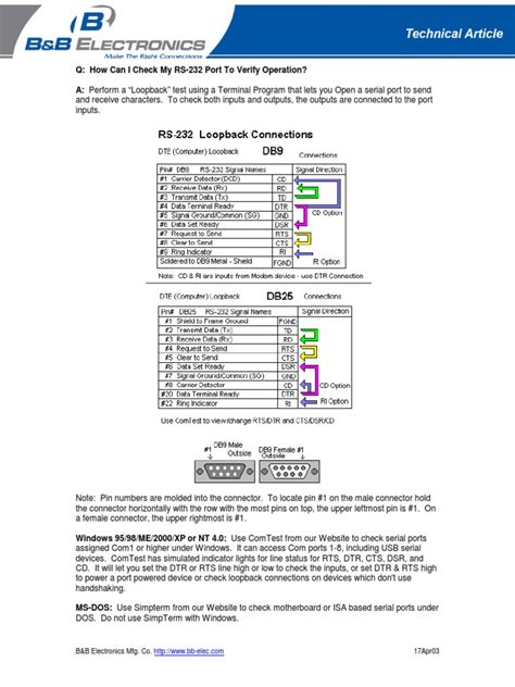 Db9 E Rs232 Loopback Pdf Pdf System Software Office Equipment