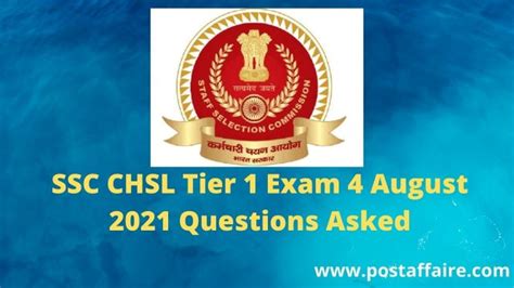 SSC CHSL Exam August Questions Asked Post Affaire