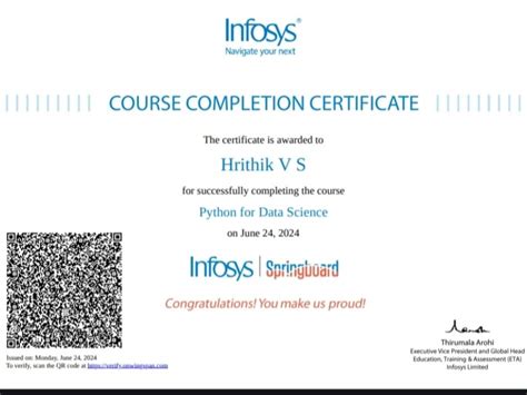 Python Datascience Learning Upskilling Infosysspringboard Hrithik V S