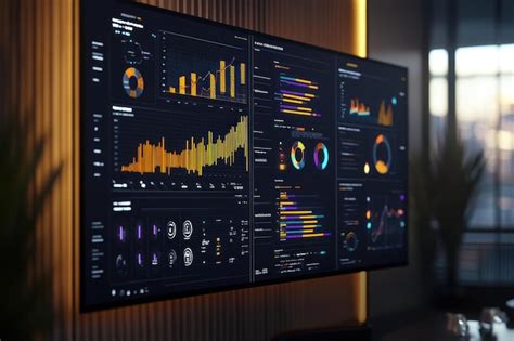 Modern Monitor Displaying Data Analytics And Graphs Premium Ai