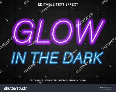 Glow Text Effect Template Glowing Type Image Vectorielle De Stock Libre De Droits