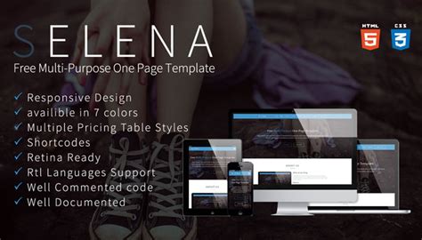 Selena Free Multi Purpose HTML One Page Template Free Download
