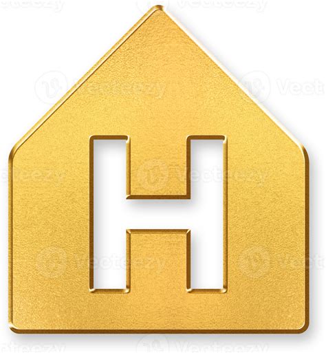 Gold H Icon 3d Glossy Golden Letter H Symbol With Metallic Shine And
