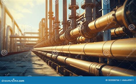 Gas Pipeline Factory With Pipes Industrial Production Work And Business Generative Ai Stock