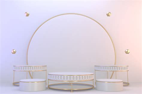 화장품의 프리젠 테이션을위한 현대적인 받침대 흰색과 금 3d 렌더링 0명에 대한 스톡 사진 및 기타 이미지 0명 3차원 형태 공란 Istock
