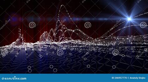 Abstract Technology Background With Wireframe Graph From Dotted And Spot Visual Presentation Of