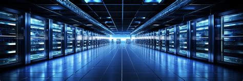 Cutting Edge Data Center With Advanced Server Racks Emitting