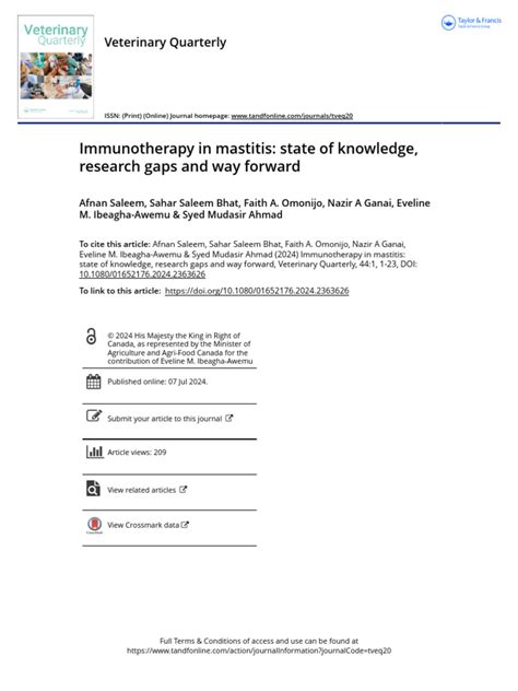 Immunotherapy In Mastitis State Of Knowledge Research Gaps And Way