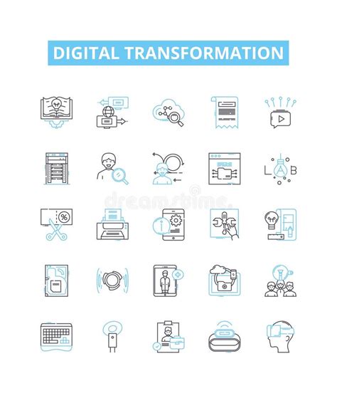 Digital Transformation Vector Line Icons Set Digital Transformation Technology Automation