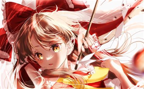 다운로드 하쿠레이 레이무 3d 아트 동방 삽화 붉은 활 동방 프로젝트 만화 주역 동방 캐릭터 동방 하쿠레이 레이무 바탕 화면 무료 데스크톱 용 무료