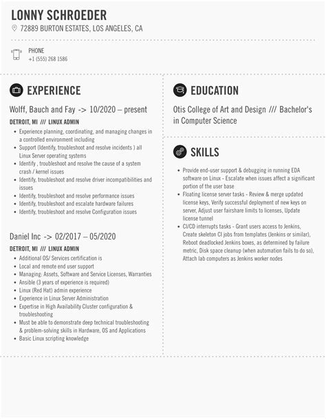 Linux Admin Resume Samples Velvet Jobs