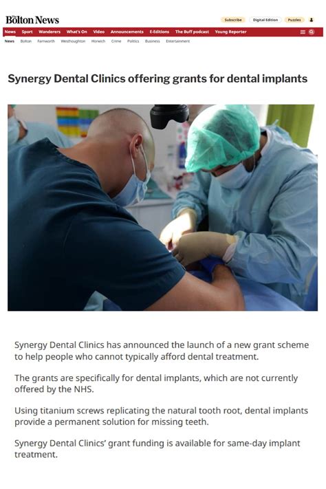 Synergy Dental Clinics Offering Grants For Dental Implants • Synergy