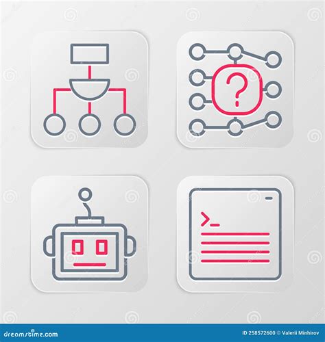 Set Line Web Developer Programming Code Artificial Intelligence Robot