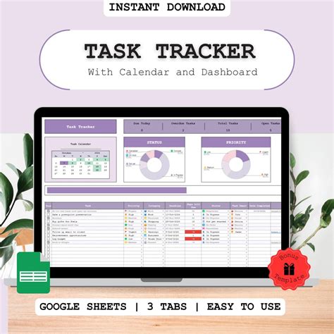 Task Tracker Spreadsheet Template Google Sheet To Do List Task Management Task Calendar