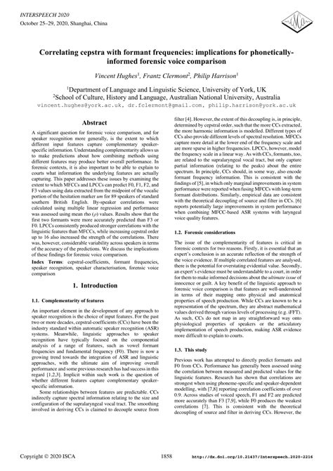 Pdf Correlating Cepstra With Formant Frequencies Implications For Phonetically Informed