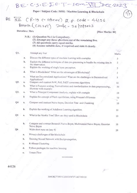 BE CSE IOT SEM VII DEC 2023 B G C 5 Tr O F J Ec 2 Ct Z Paper Studocu