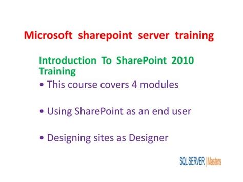Microsoft Sharepoint Business Intelligence Training Ppt