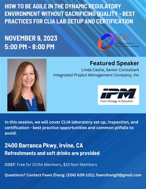 OCRA DG Regulatory Affairs Best Practices For CLIA Lab Setup And Certification