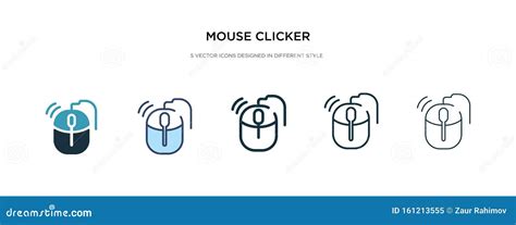 Mouse Clicker Icon In Different Style Vector Illustration Two Colored And Black Mouse Clicker