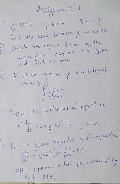 solved y sec2x y scosx −3π≤x≤3π find the area between given