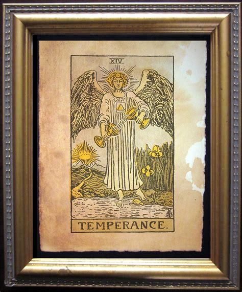 Temperance Tarot Card Vintage Art Print Tea Stained Paper Tarot Card