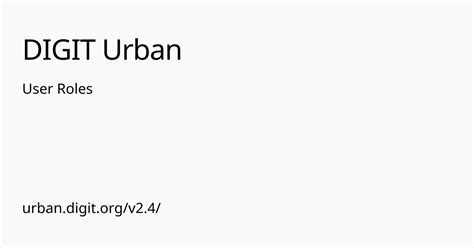 User Roles Digit Urban