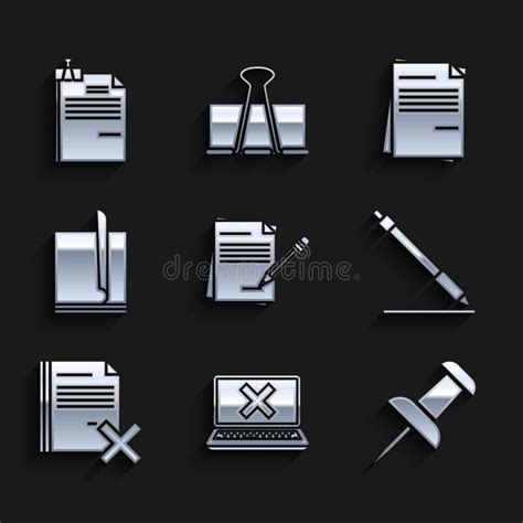 Set Blank Notebook And Pencil With Eraser Laptop Cross Mark On Screen