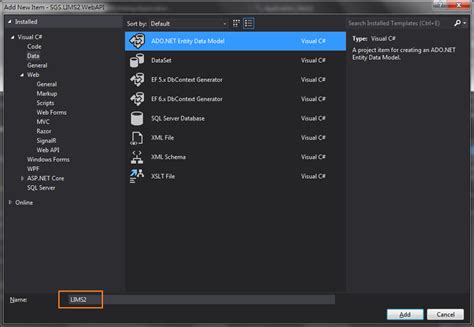 D P I Coding Webapi 專案內加入 Entity Framework 6 Data Model