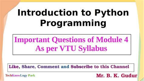 Vtu Important Questions Of Introduction To Python Programming Module