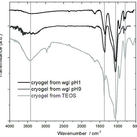 Ftir Spectra Of Cryogels Prepared From Water Glass In Medium Of Ph 1
