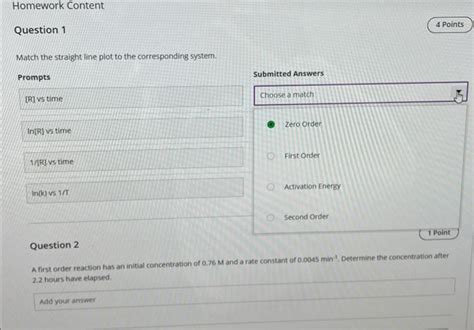 Solved Question 2 A First Order Reaction Has An Initial