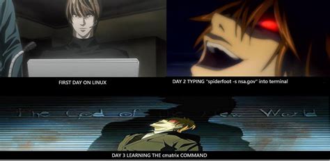 Light Yagami Learning Cmatrix Command In Terminal Rkalilinuxmemes