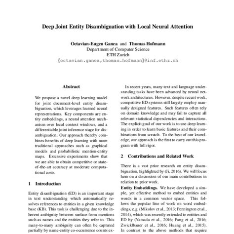 Deep Joint Entity Disambiguation With Local Neural Attention Acl Anthology