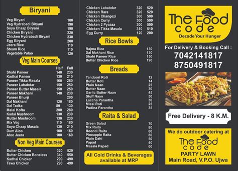 The Food Code Updated Menu 😊