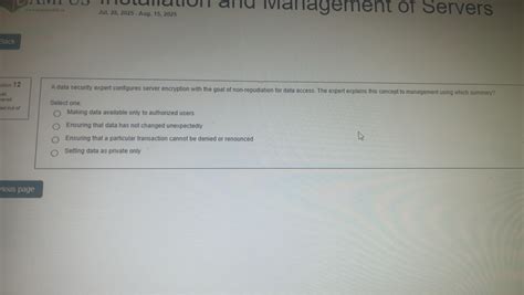 A Data Security Expert Configures Server Encryption With The Goal Of Non
