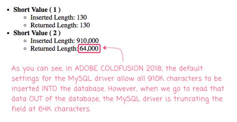 The Default Mysql Driver Settings Do Not Appear To Truncate Long Text In Lucee Cfml 53592