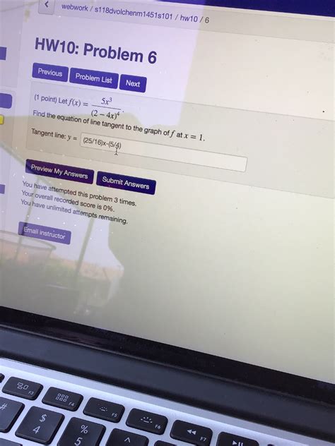 Solved Webwork S118dvolchenm1451s101 Hw10 6 HW10 Problem Chegg Com