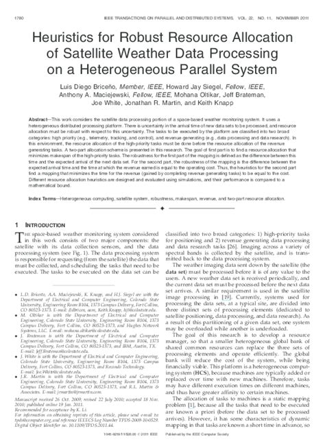 Pdf Heuristics For Robust Resource Allocation Of Satellite Weather Data Processing On A