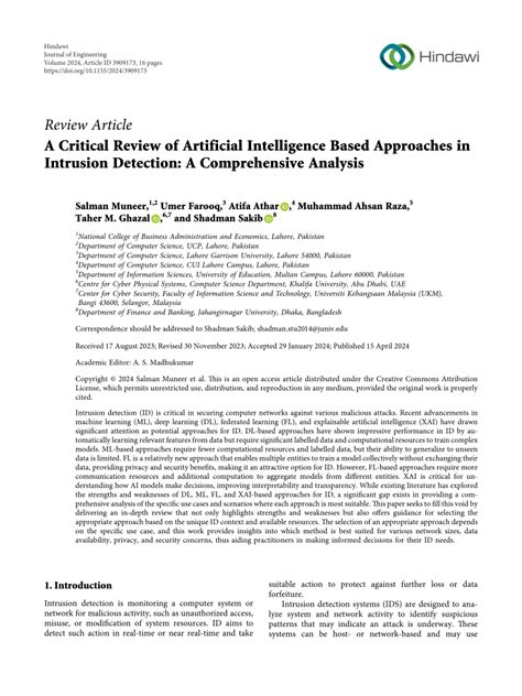 Pdf A Critical Review Of Artificial Intelligence Based Approaches In Intrusion Detection A