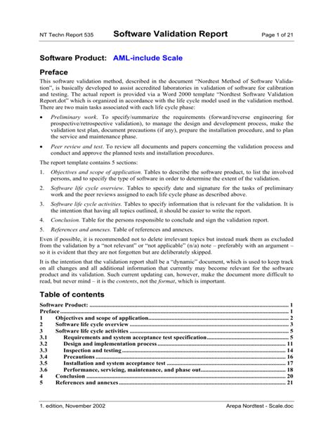 Software Validation Report