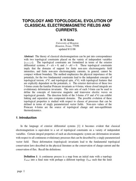 Kiehn Article Topology And Topological Evolution Of Clasic