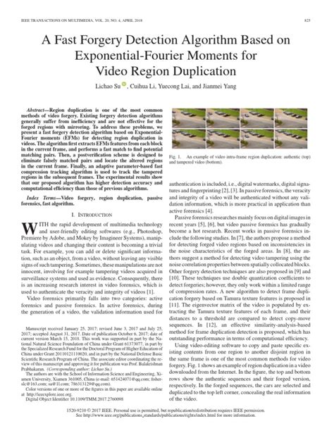 A Fast Forgery Detection Algo Based On Exponenetial Fourier Moments Pdf Algorithms