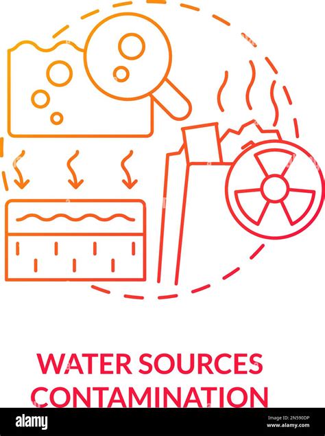 Water Sources Contamination Red Gradient Concept Icon Stock Vector