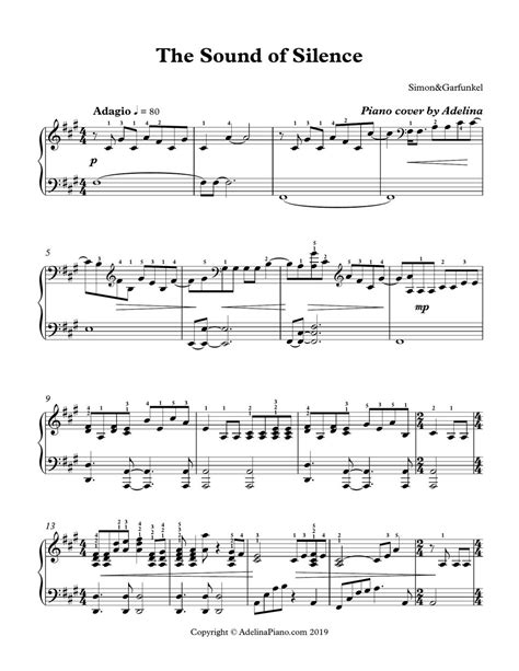 Sound Of Silence Simon And Garfunkel Piano Sheet Music At Jenny Abate Blog