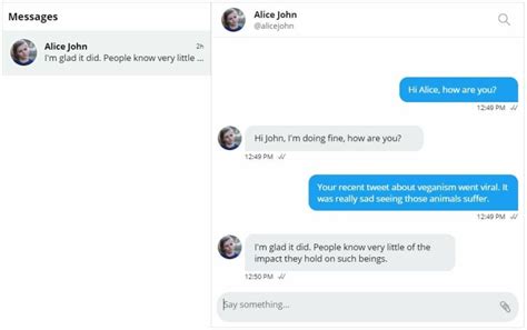 how to create direct messaging like on twitter with talkjs