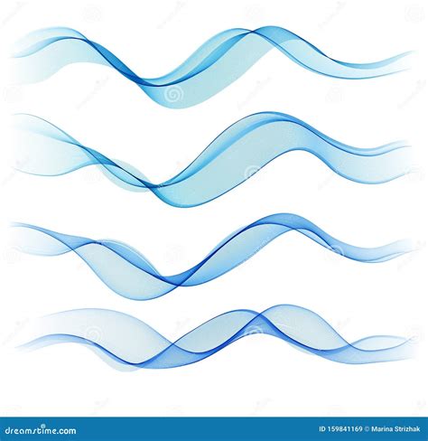 Set Of Blue Abstract Wave Design Element Stock Vector Illustration Of
