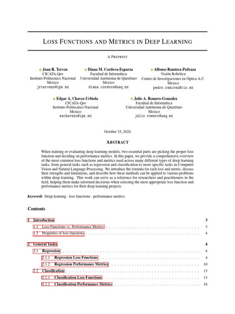Loss Functions And Metrics In Deep Learning Pdf Mean Squared Error Errors And Residuals
