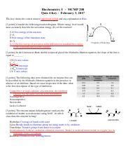 Biochemistry Quiz4 2017 Key Pdf Biochemistry I MCMP 208 Quiz 4 Key February 3 2017 This
